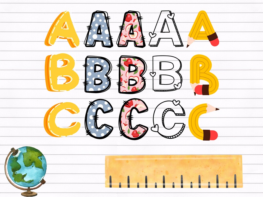 School Alphabet | Back to School PNG | Teacher Alpha Pack | School ...