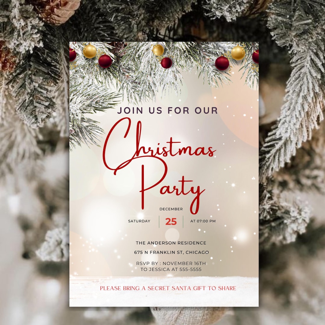 New! Merry Little Christmas Party Invitation | Holiday Party Invite ...