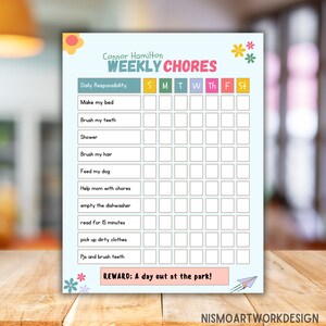 Editable Weekly Chore Chart | Printable Weekly Checklist for Kids ...