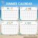 Editable SUMMER Calendar Bundle | 2024 Summer Calendar | Checklist ...
