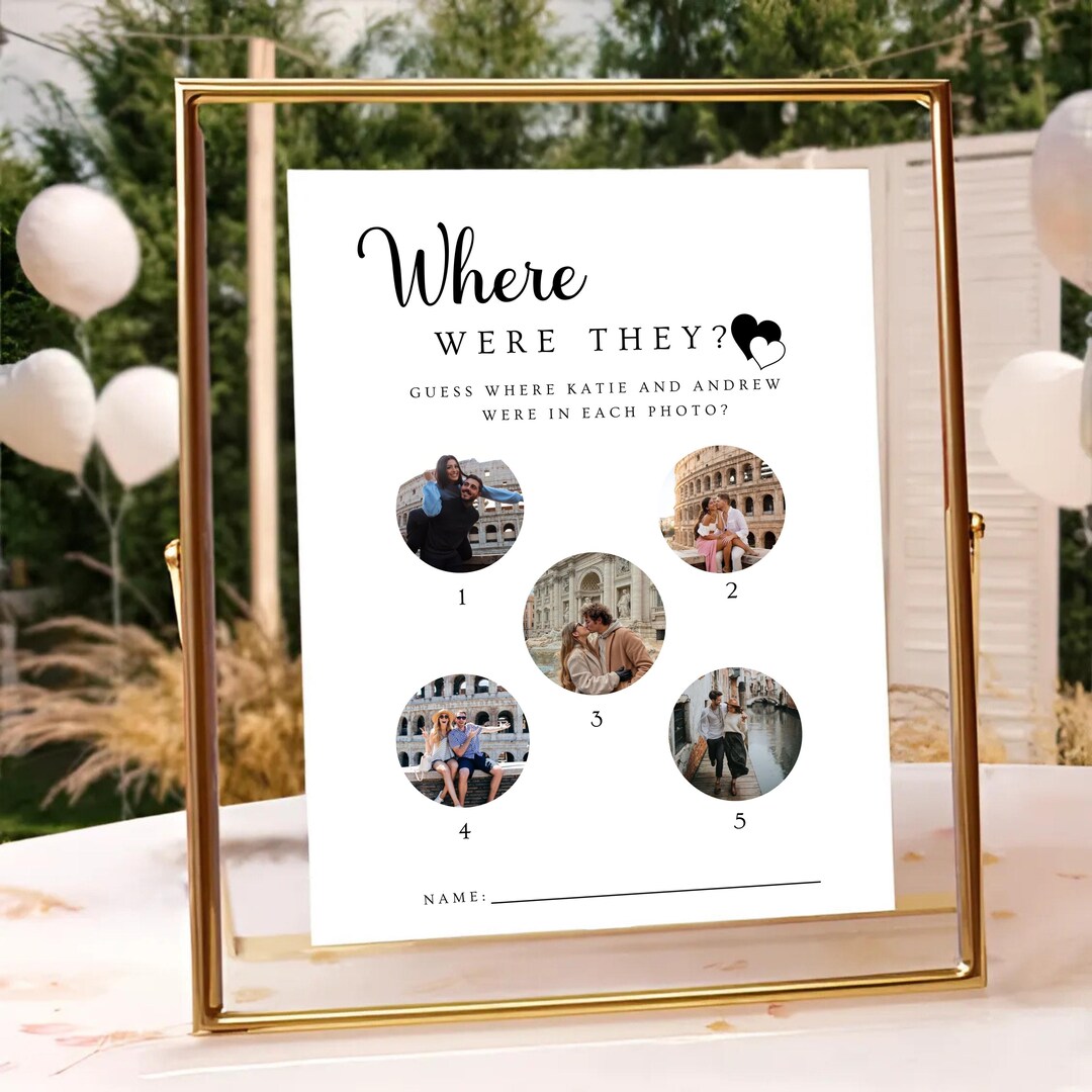 New! Editable Small Photo Guessing Game | Wedding Where Were They? Game ...