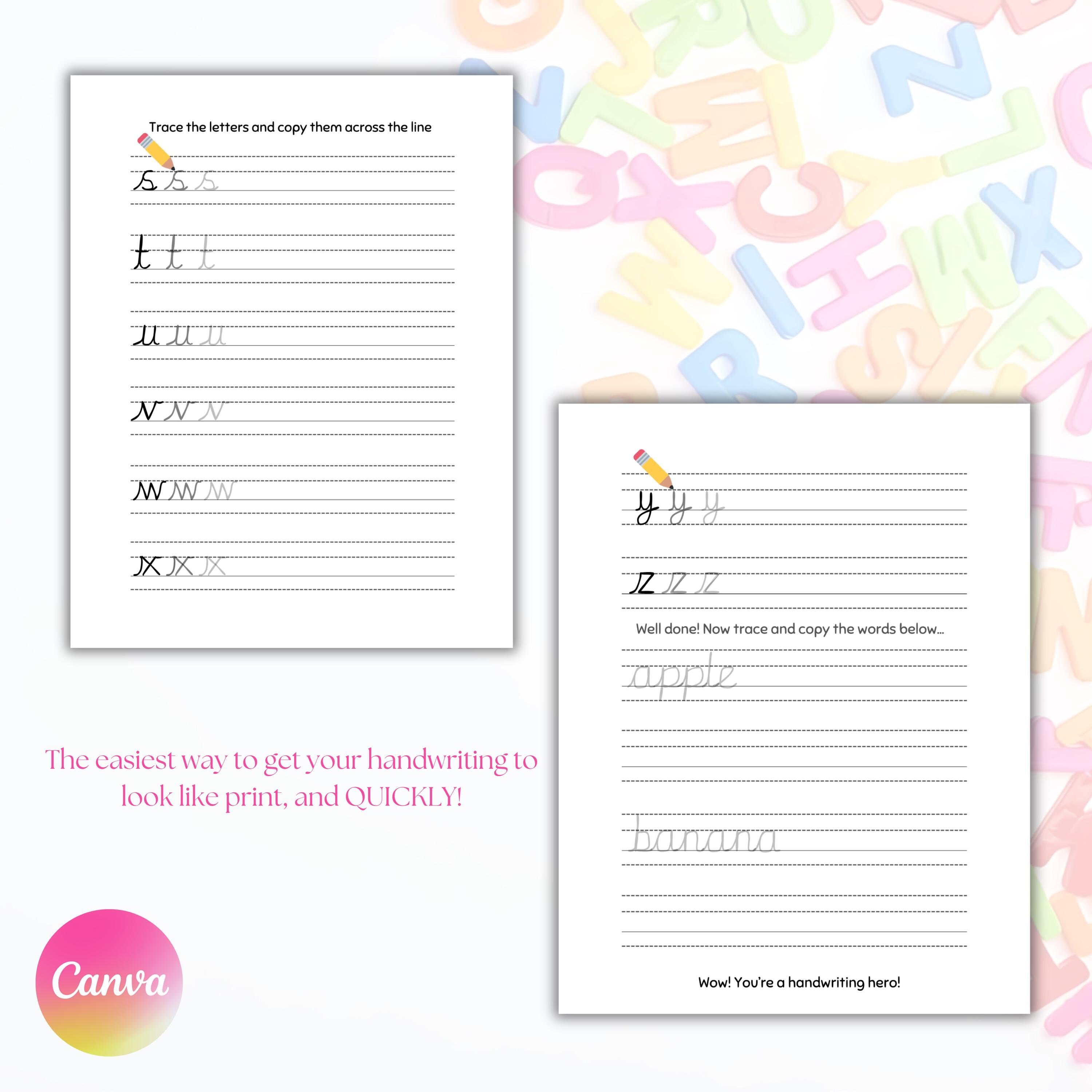 New! Handwriting Template//worksheet | Printable | Editable Template - Etsy