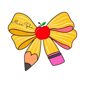 New! Teacher-themed Bow With Pencil and Paper Elements – Customizable ...