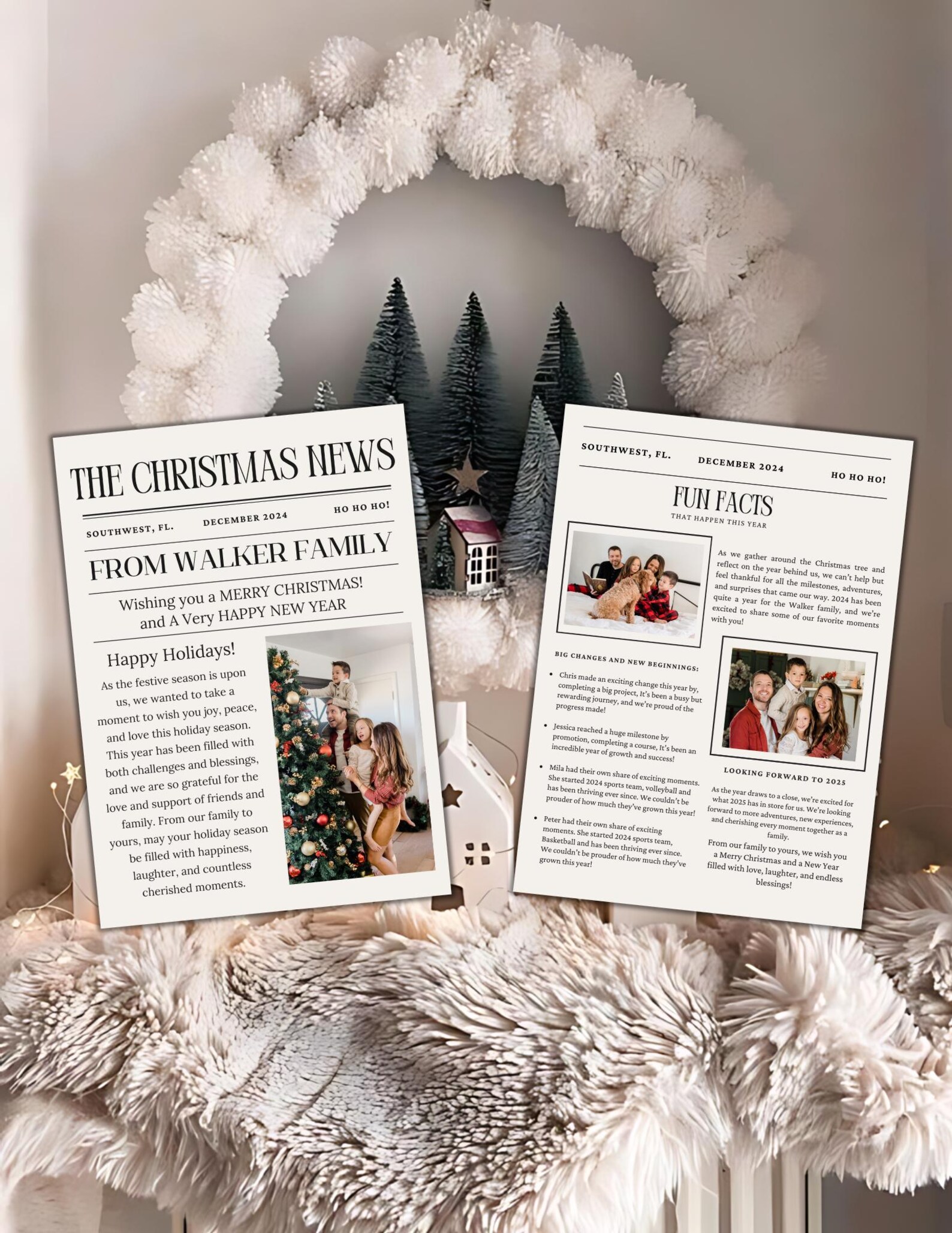 New! Christmas Newsletter | Year in Review Holiday Card Template ...