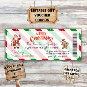 New! EDITABLE Christmas Voucher Coupon | for Experience Gift Giving ...