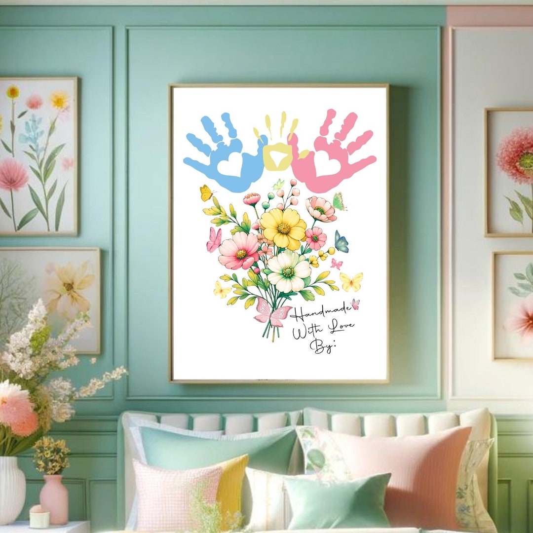 New! Mothers's Day Craft Handprint Art | Birthday Activity Floral ...