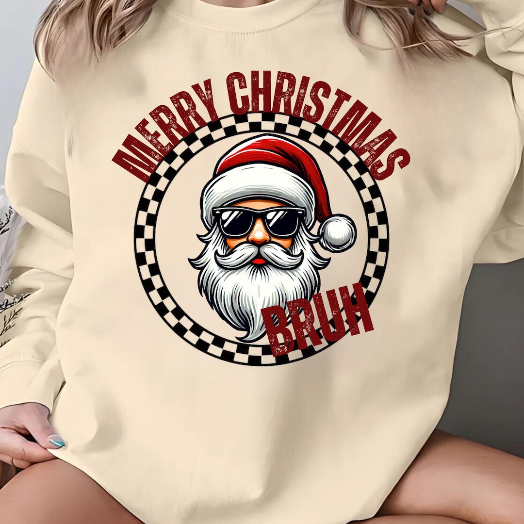 New! Merry Christmas Bruh Santa Bruh | Checkerboard | Retro Boy ...