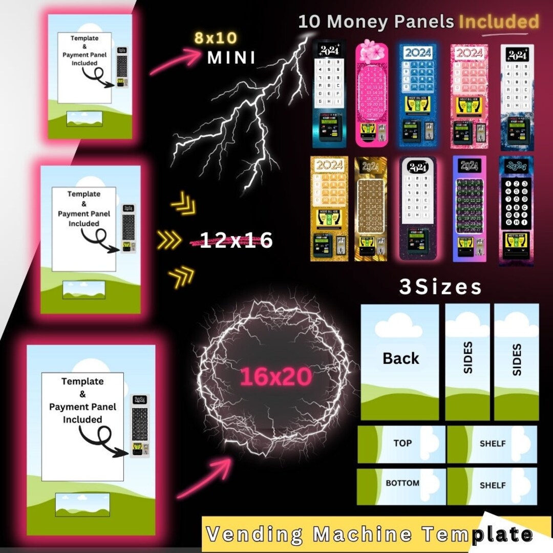 Vending Machine Template | 8x10 12x16 16x20 | Blank Template | Money ...