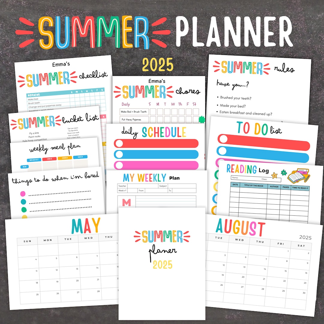 Printable Editable SUMMER 2025 Planner Bundle | Summer Calendar ...