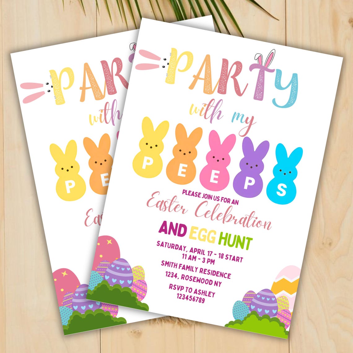 Editable Easter Egg Hunt Invitation| Party With My Peeps Easter ...