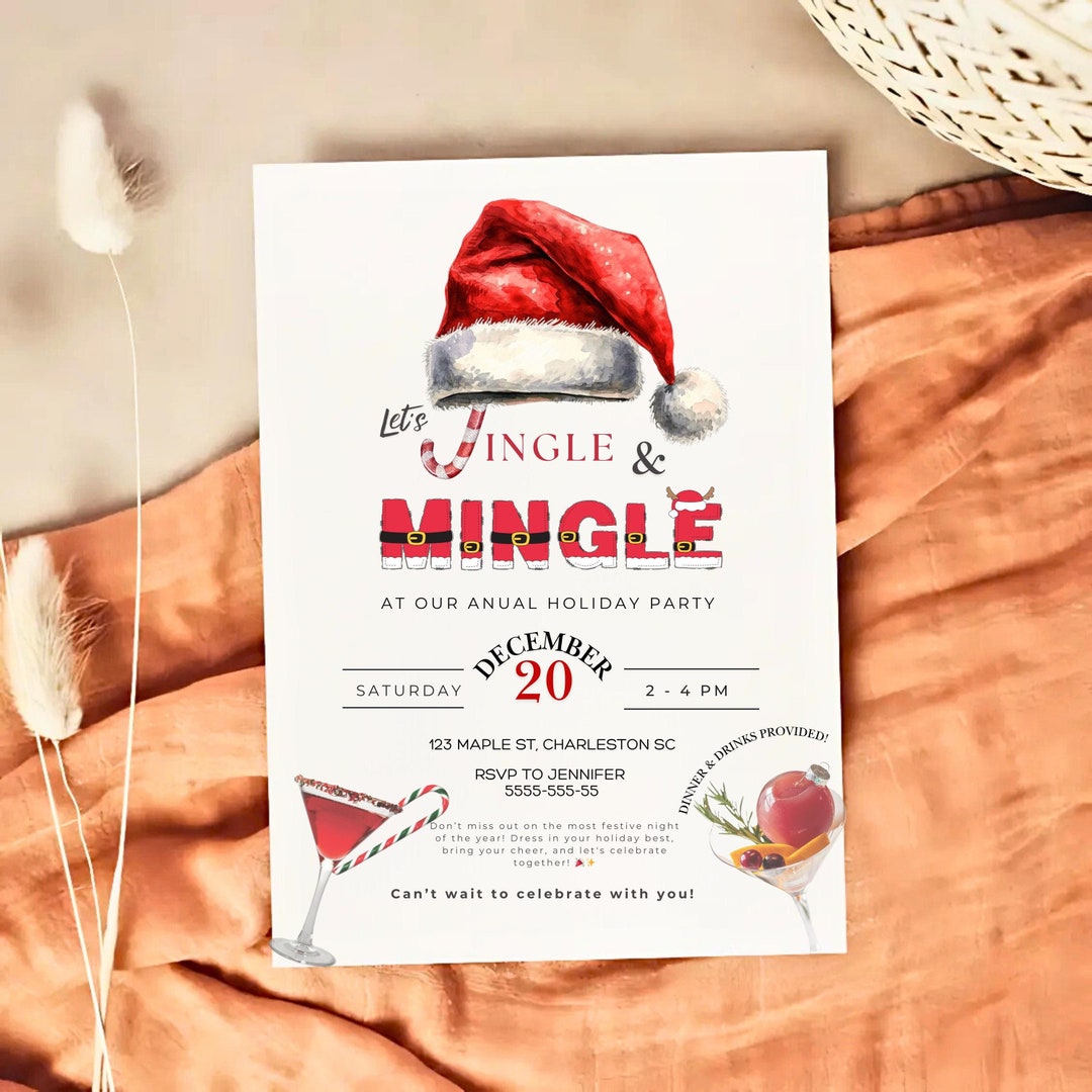 New! EDITABLE Jingle & Mingle Christmas Party Template | Trendy ...