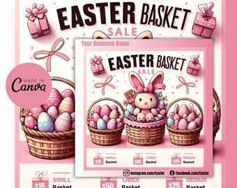 Editable Canva March Easter Basket Flyer Template - Etsy