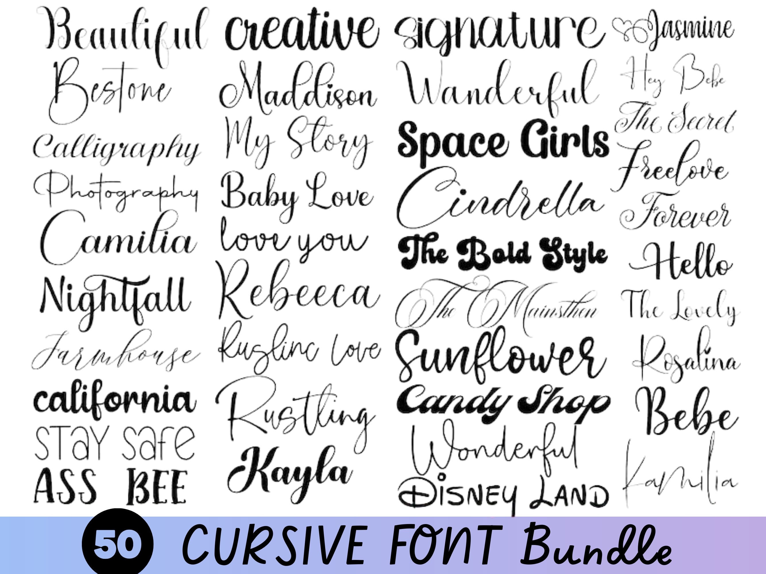 NEU 50 Font Cursive Bundle Cricut Canva Schriftart - Etsy.de