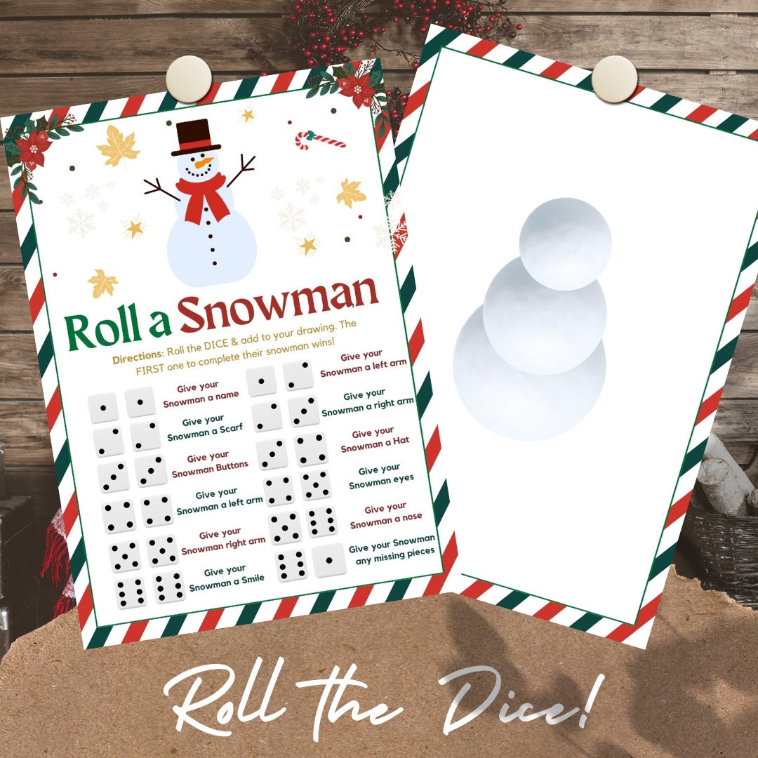 NEW! Printable Christmas Game | Roll A Snowman Game | Winter Activity ...