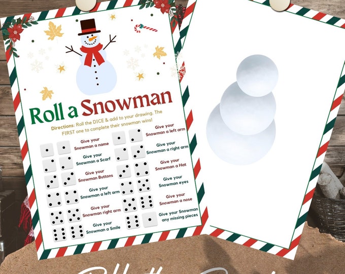 Roll A Snowman Game, Printable Christmas Game, Winter Activity for Kids ...