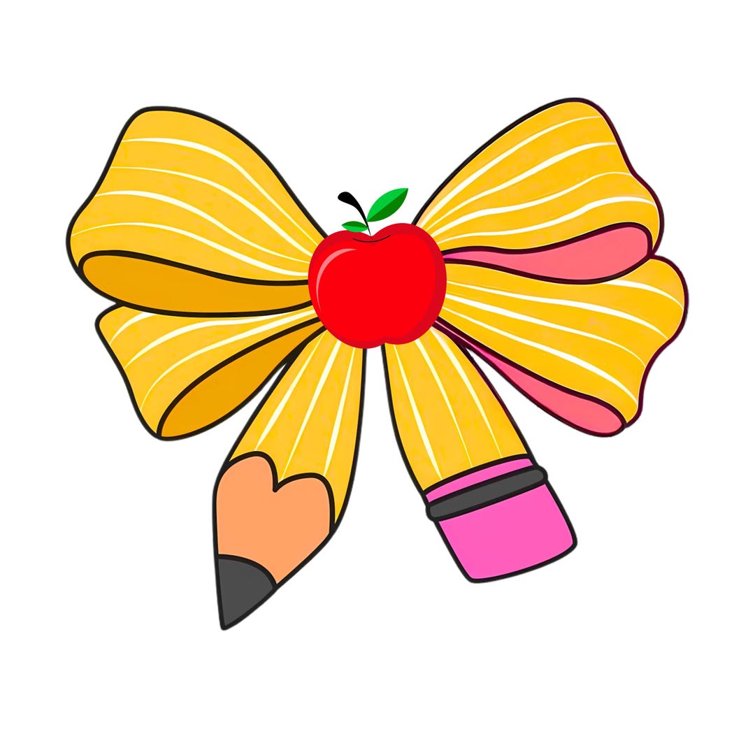 New! Teacher-themed Bow With Pencil and Paper Elements – Customizable ...