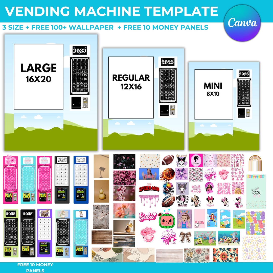 New! Vending Machine Template, 8x10 12x16 16x20, Free Themes and 1000 ...