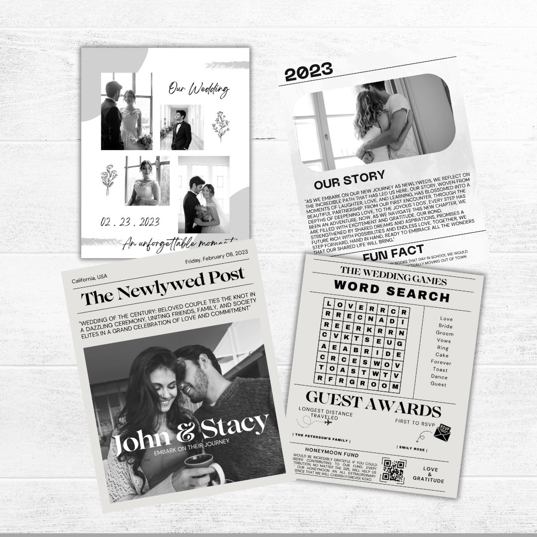 NEW Wedding Newspaper Template Folded Large Wedding Program Template ...