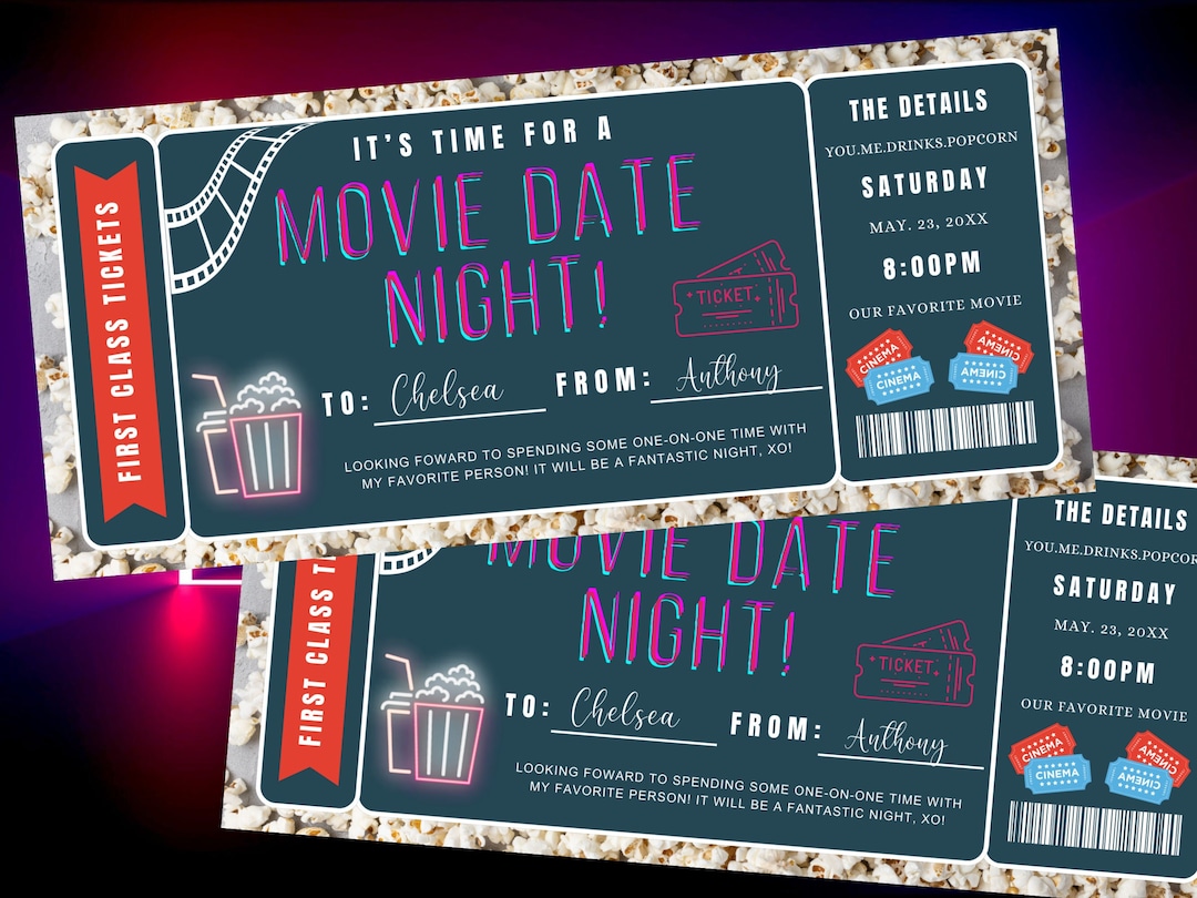 Date Night Ticket Template | Romantic Valentine/anniversary Gift Idea ...