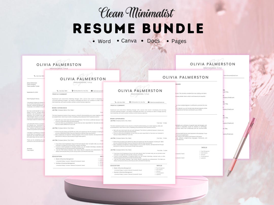 New! CLEAN MINIMALIST Template | Word | Page | Google Docs | Executive ...