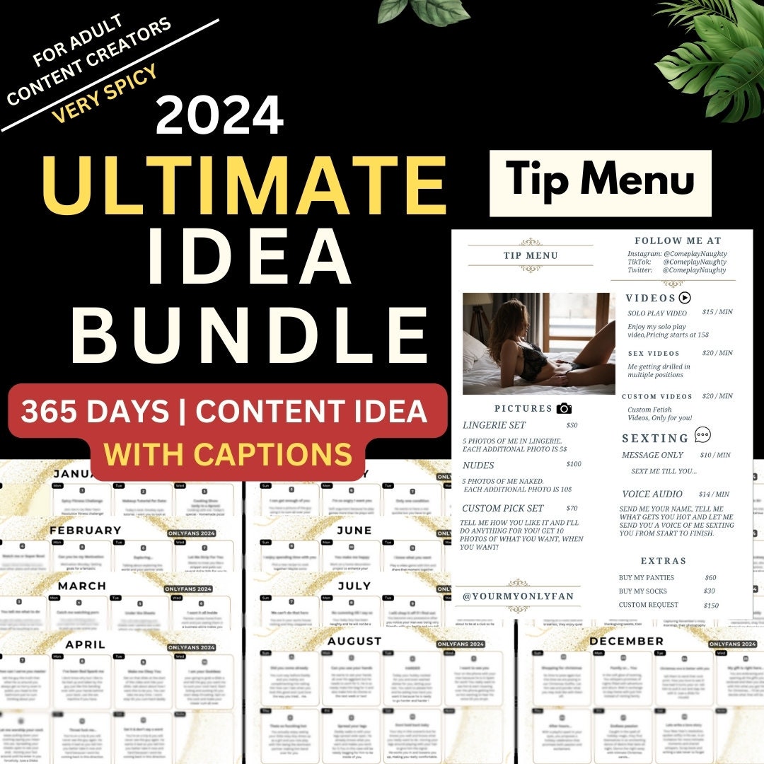 2024 Tip Menu and Content Calendar Ideas Bundle | Onlyfans Captions & Ideas, Also Useful for ...