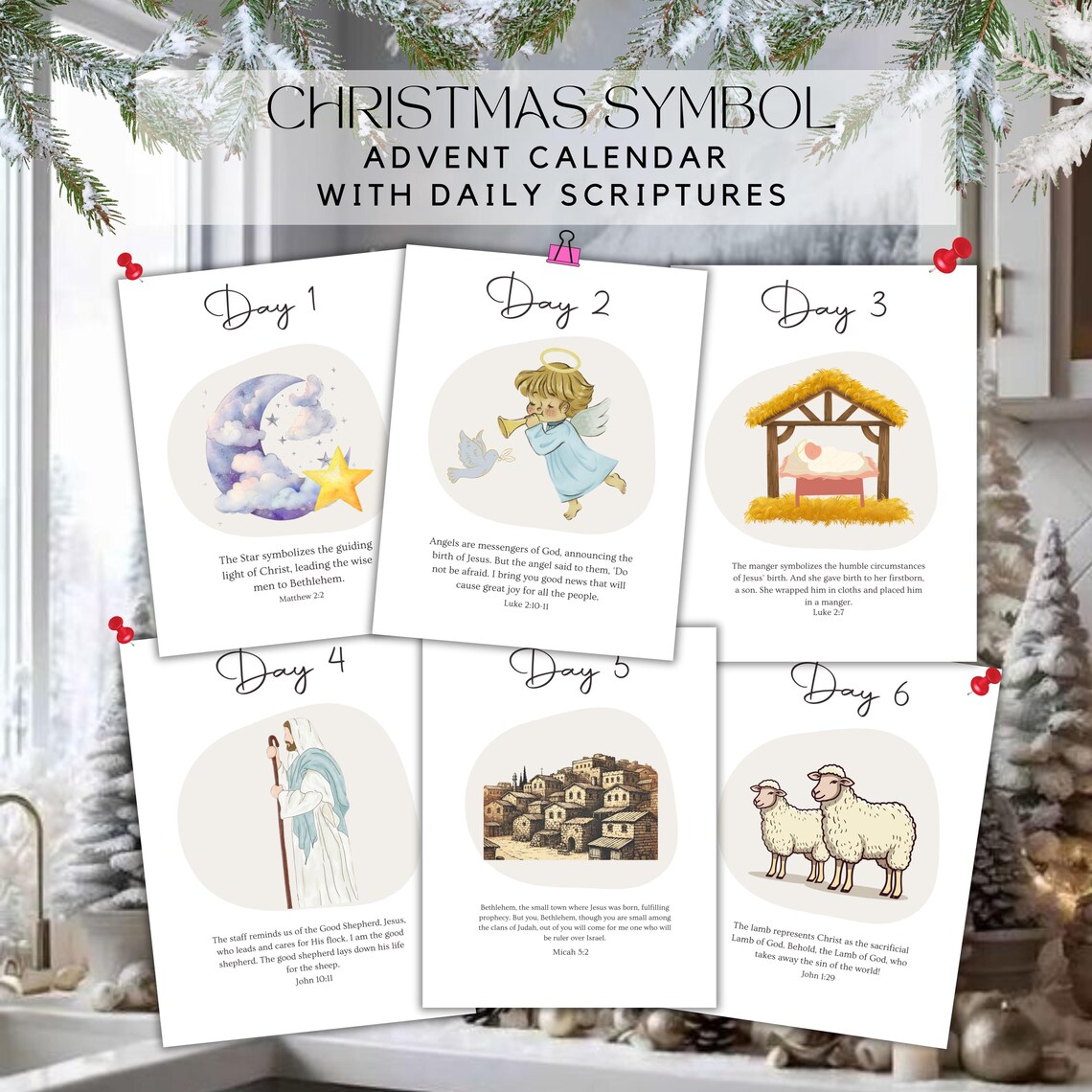 New Editable Christmas Symbol Advent Calendar W/ a Daily Scripture ...