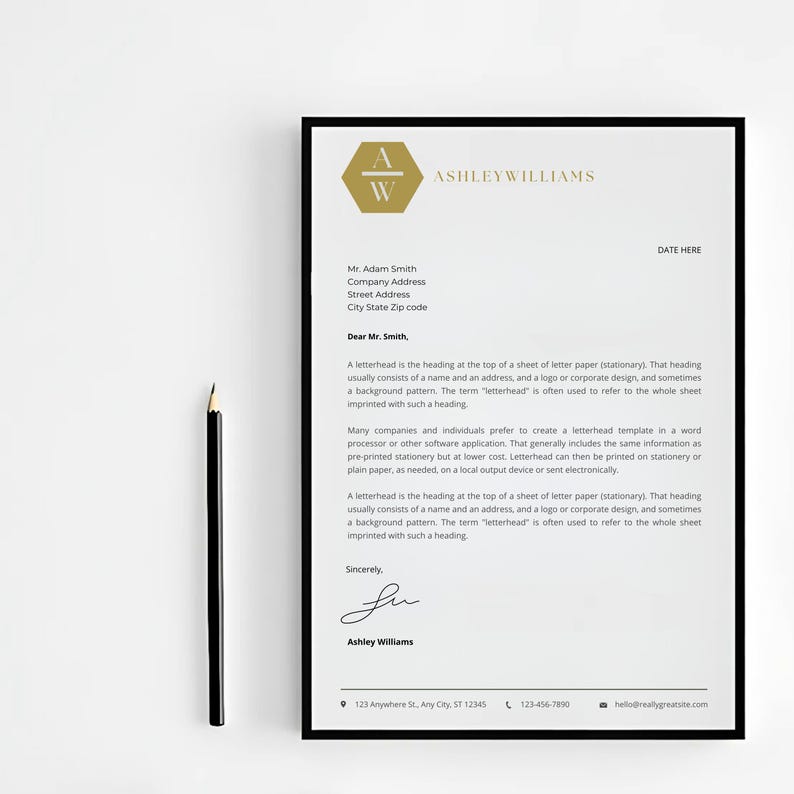 New! Business Letterhead Template | Canva Editable | Custom Company ...