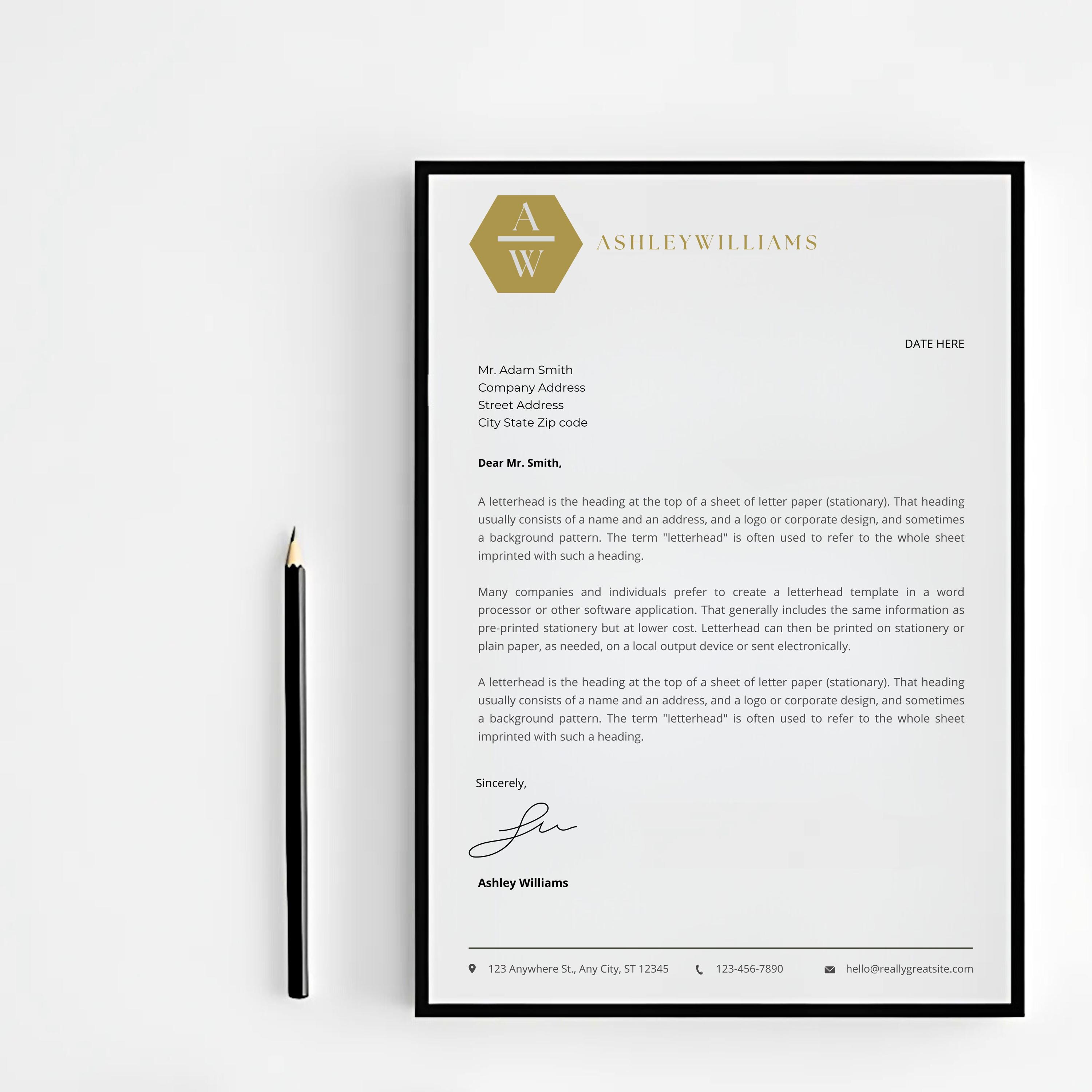 New! Business Letterhead Template | Canva Editable | Custom Company ...