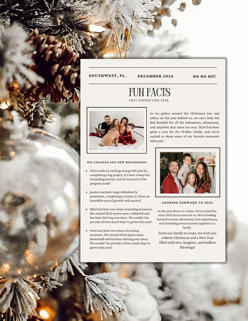 New! Christmas Newsletter | Year in Review Holiday Card Template ...