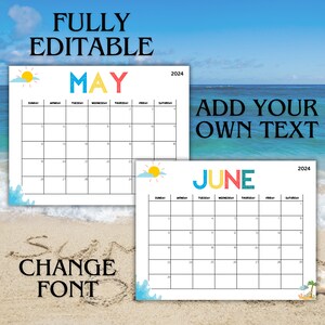 Editable SUMMER Calendar Bundle | 2024 Summer Calendar | Checklist ...