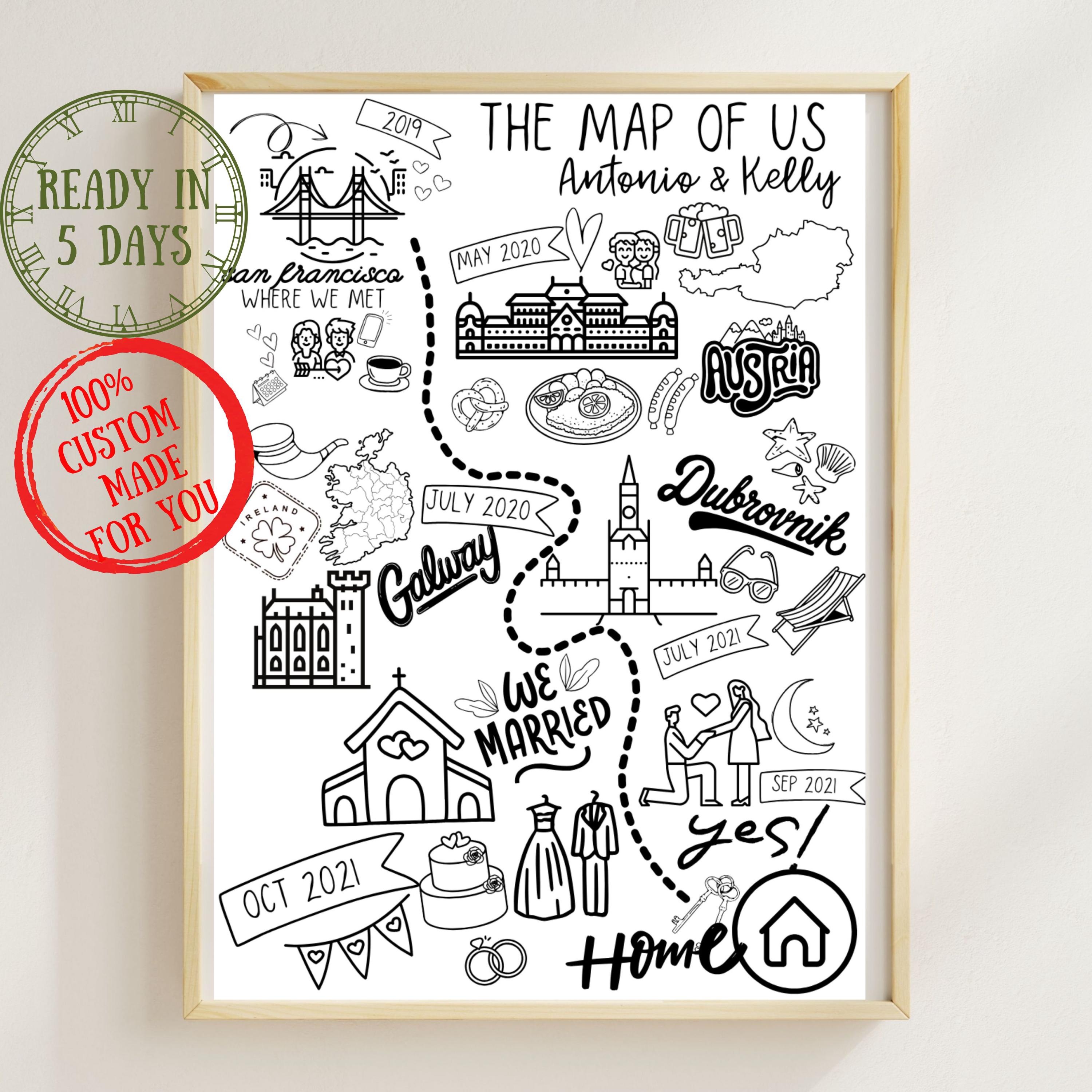 Life Story Map Custom Birthday Gift Story of My Life Retirement Gift ...