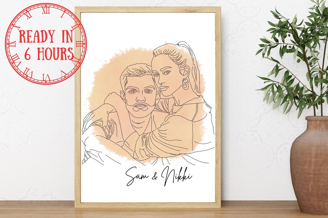 Faceless Portrait, Custom Line Drawing, Custom Photo Family Print ...