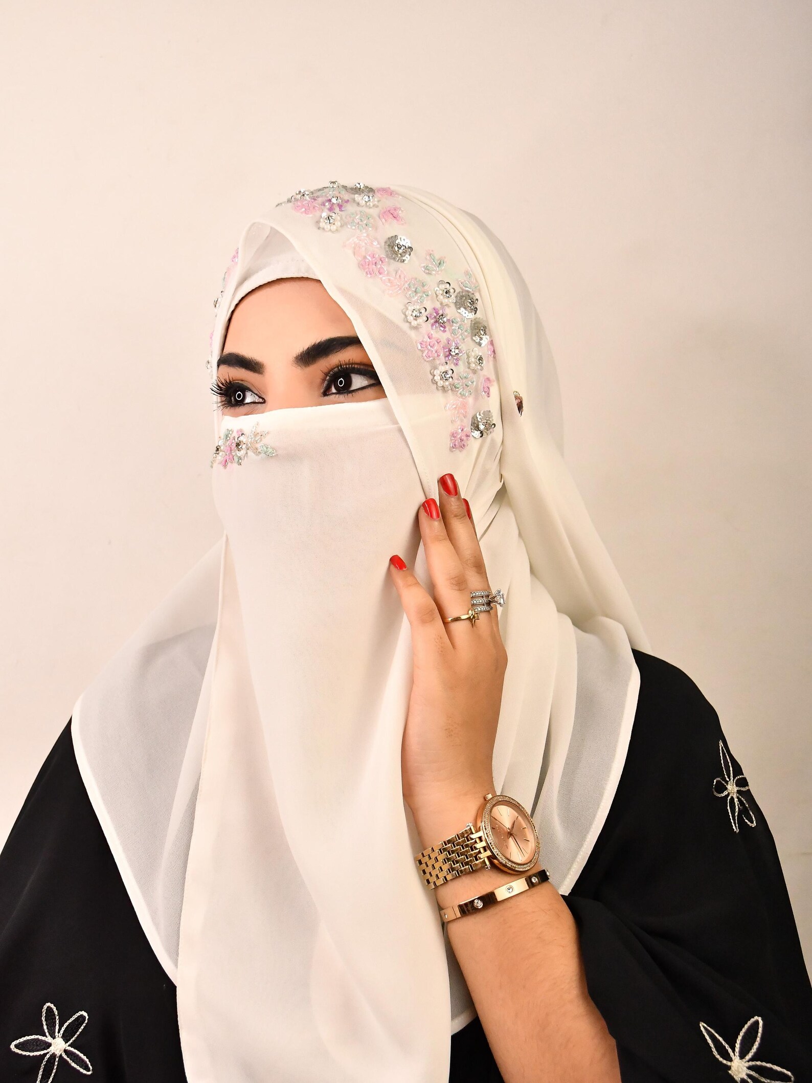 White Bridal Hijab With Mask - Etsy