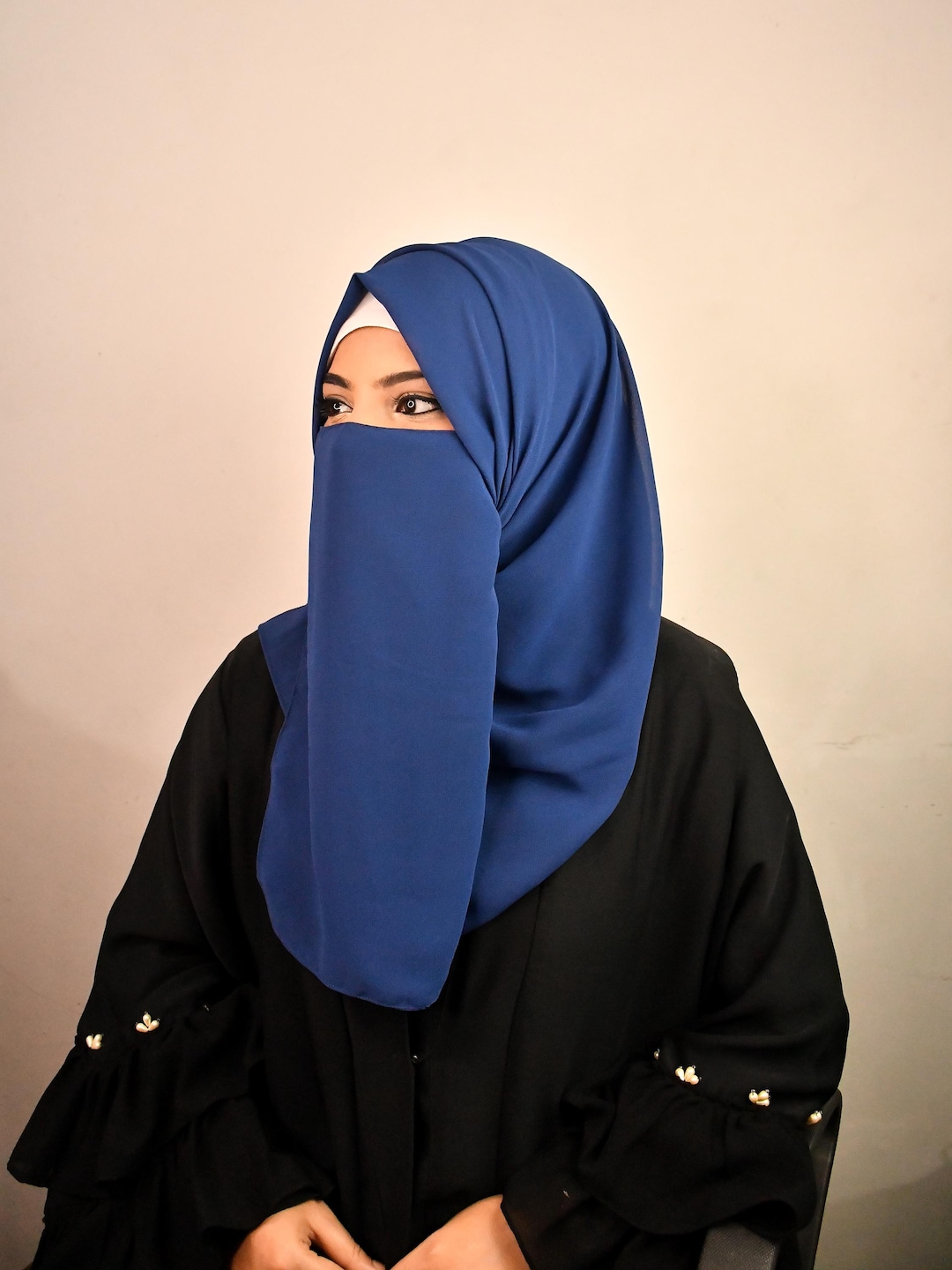 Hijab With Naqab| Office Wear Hijab|instant Chiffon Hijab| Ready to ...