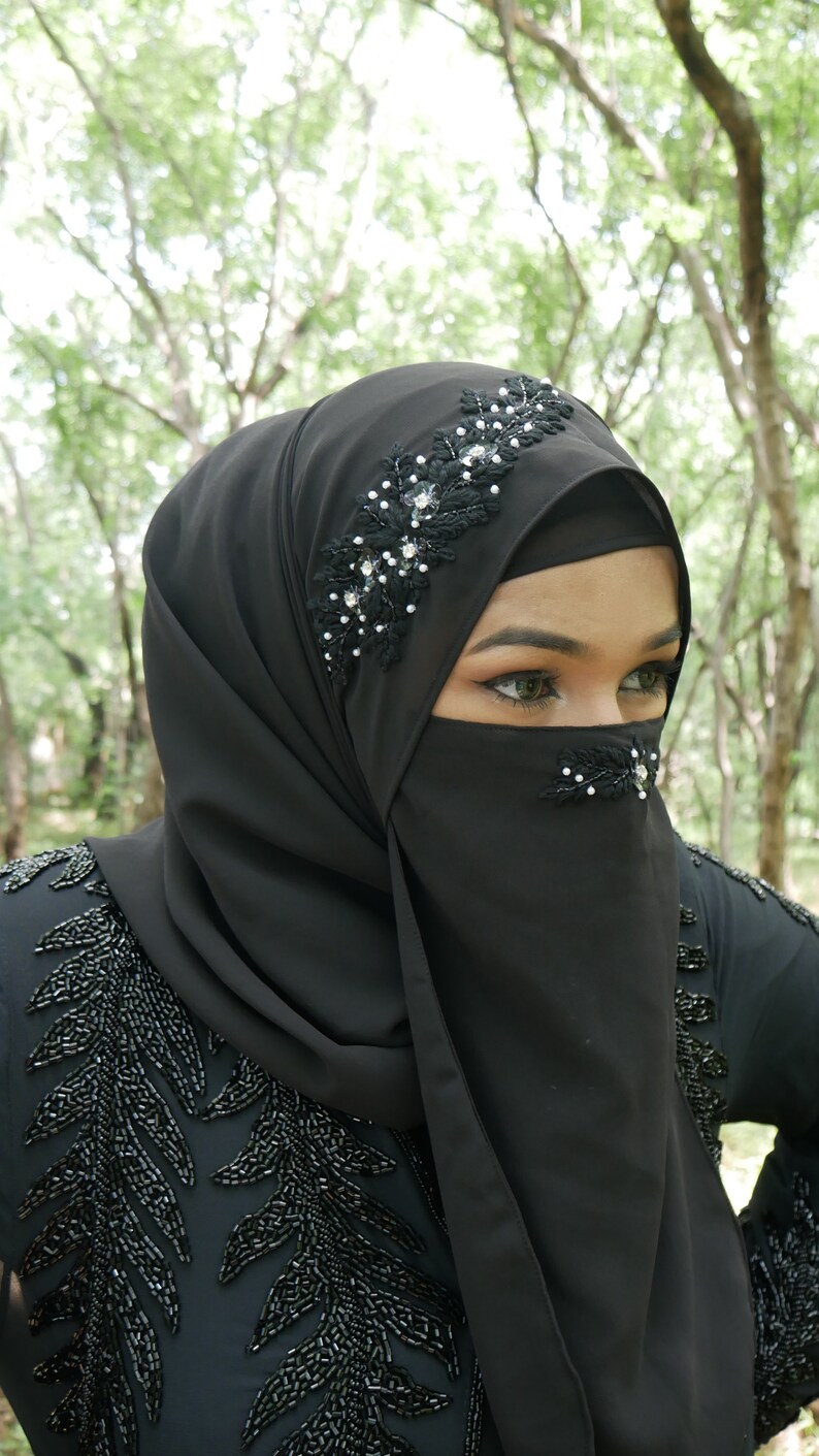 Black Luxury Wedding Bridal Hijab With Matching Naqab - Etsy