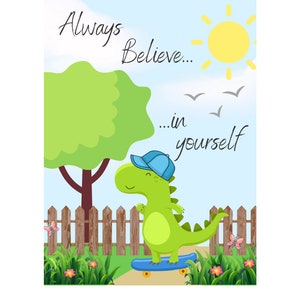 Cool Dinosaur Motivational Poster Digital Download, Kids Bedroom ...