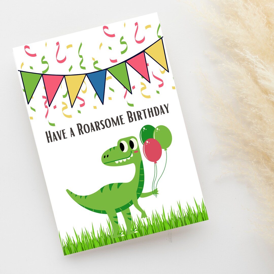 Dinosaur Birthday Card, Cute Card, Boy Birthday Card, Girl Birthday ...