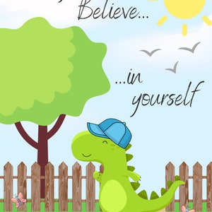 Cool Dinosaur Motivational Poster Digital Download, Kids Bedroom ...