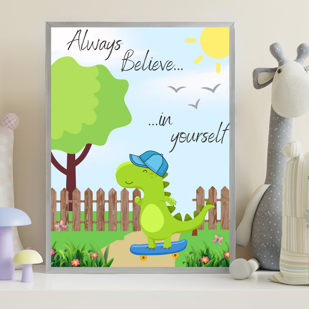 Cool Dinosaur Motivational Poster Digital Download, Kids Bedroom ...