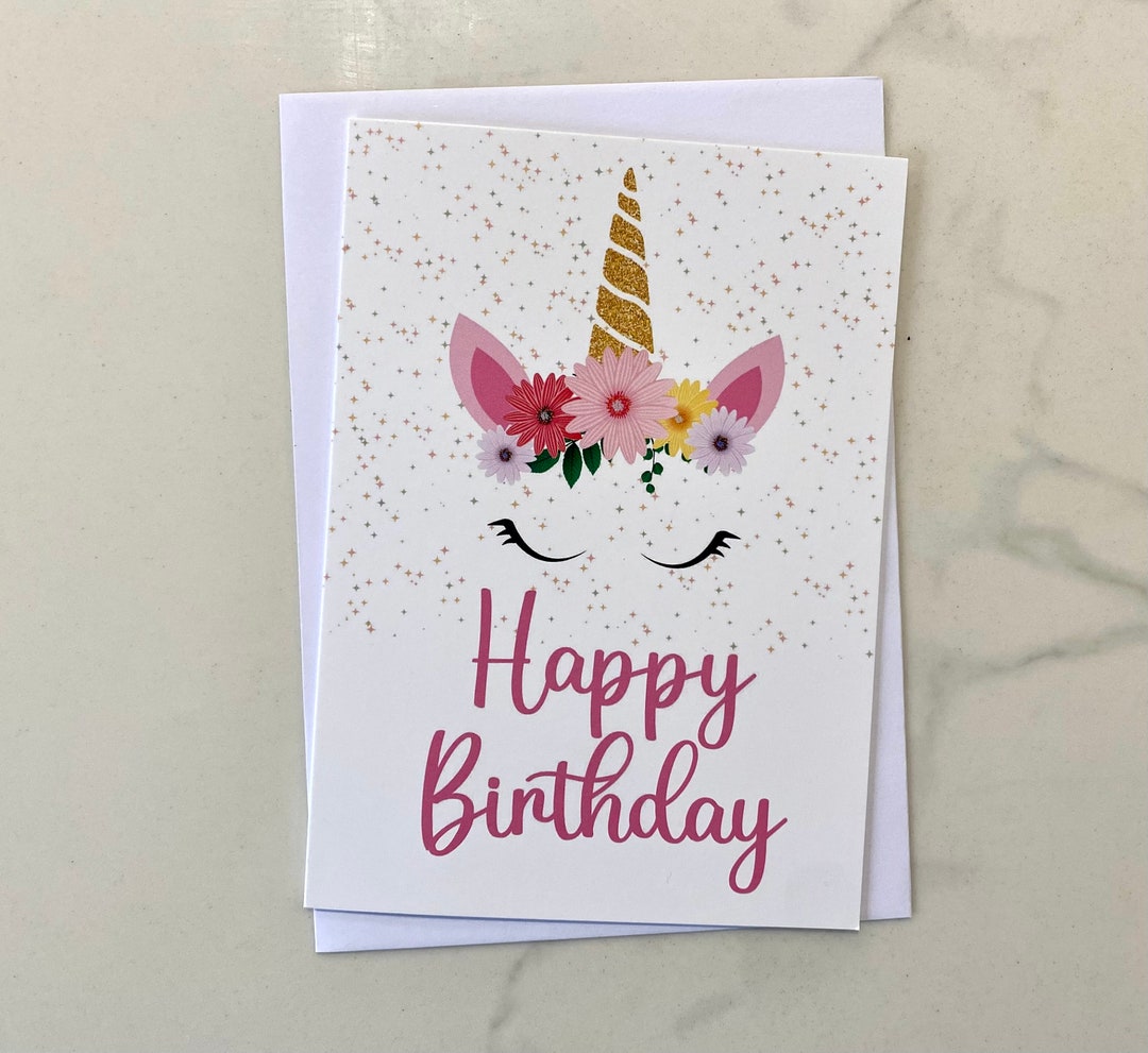 Unicorn Birthday Card, Kids' Unicorn Birthday Card, Rainbow Unicorn ...