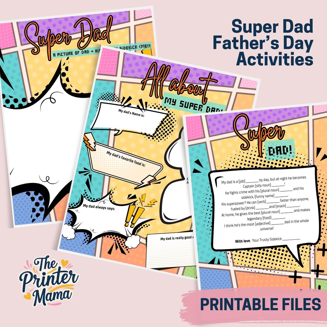 Super Dad Father's Day Printable | Kids Activity Sheets | All About My ...