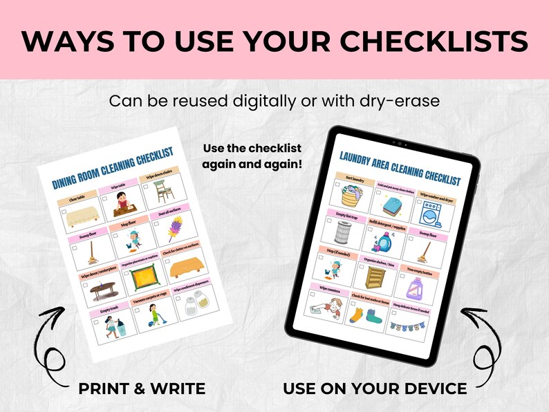 15-page Editable ADHD Cleaning Checklist, Visual Routine Cards, Custom ...