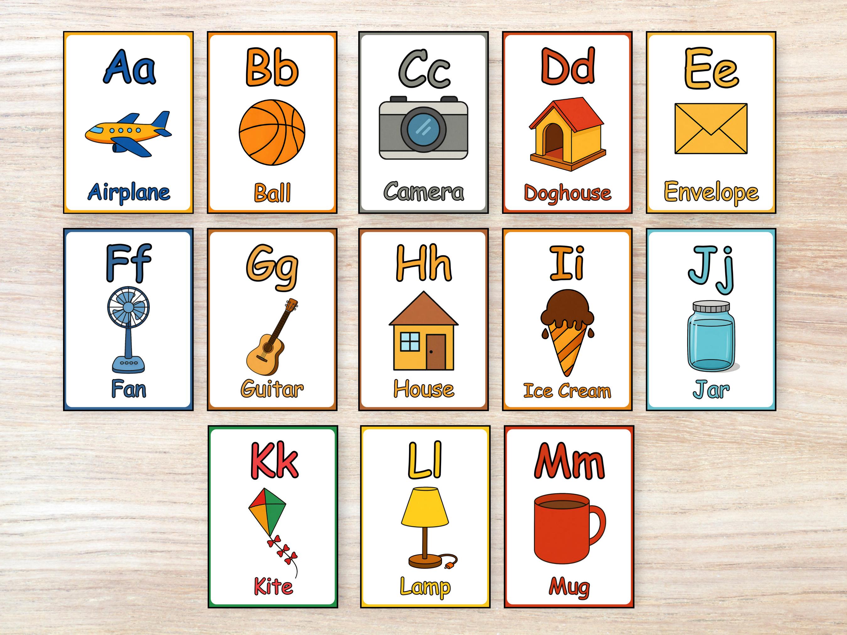 26 Object-themed Printable Alphabet Flash Cards for Kids, Printable ...