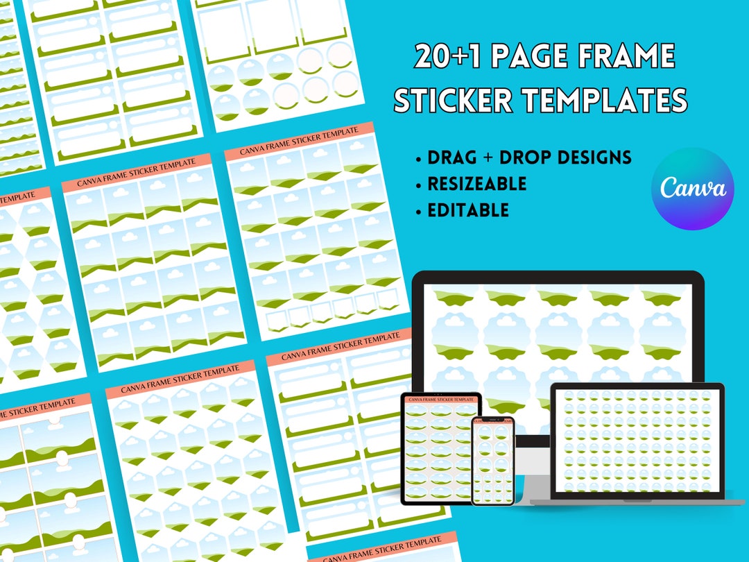 20+1-page Canva Sticker Frame Template, Planner Sticker Template ...