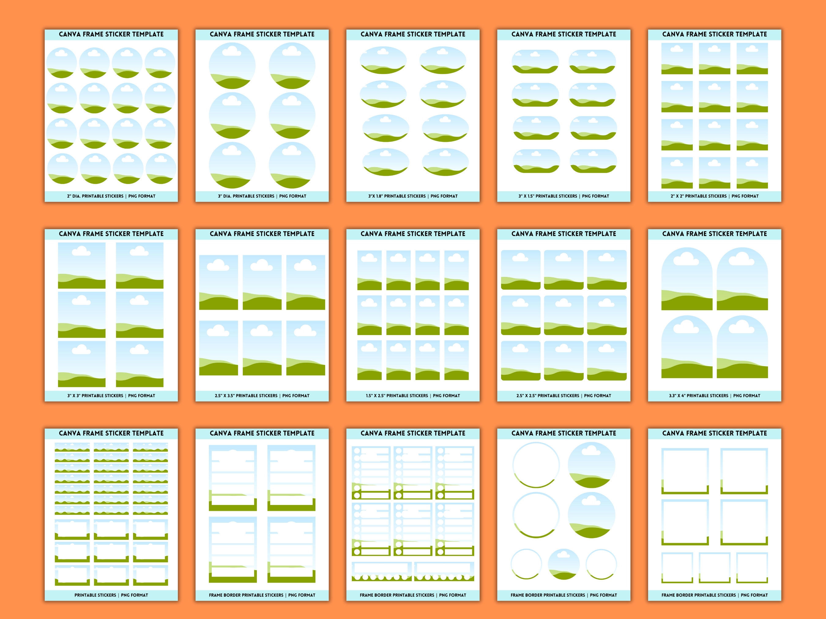 15-page Canva Sticker Frame Template, Planner Sticker Pack, Digital ...