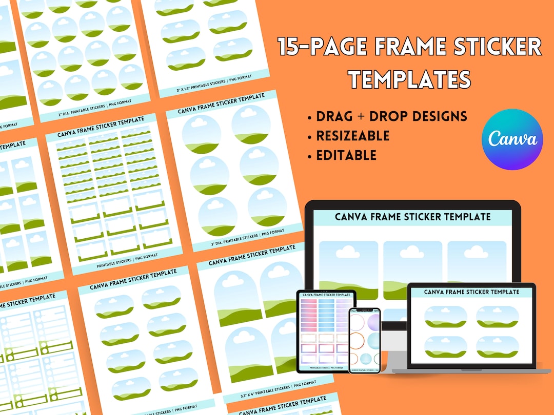 15-page Canva Sticker Frame Template, Planner Sticker Pack, Digital ...