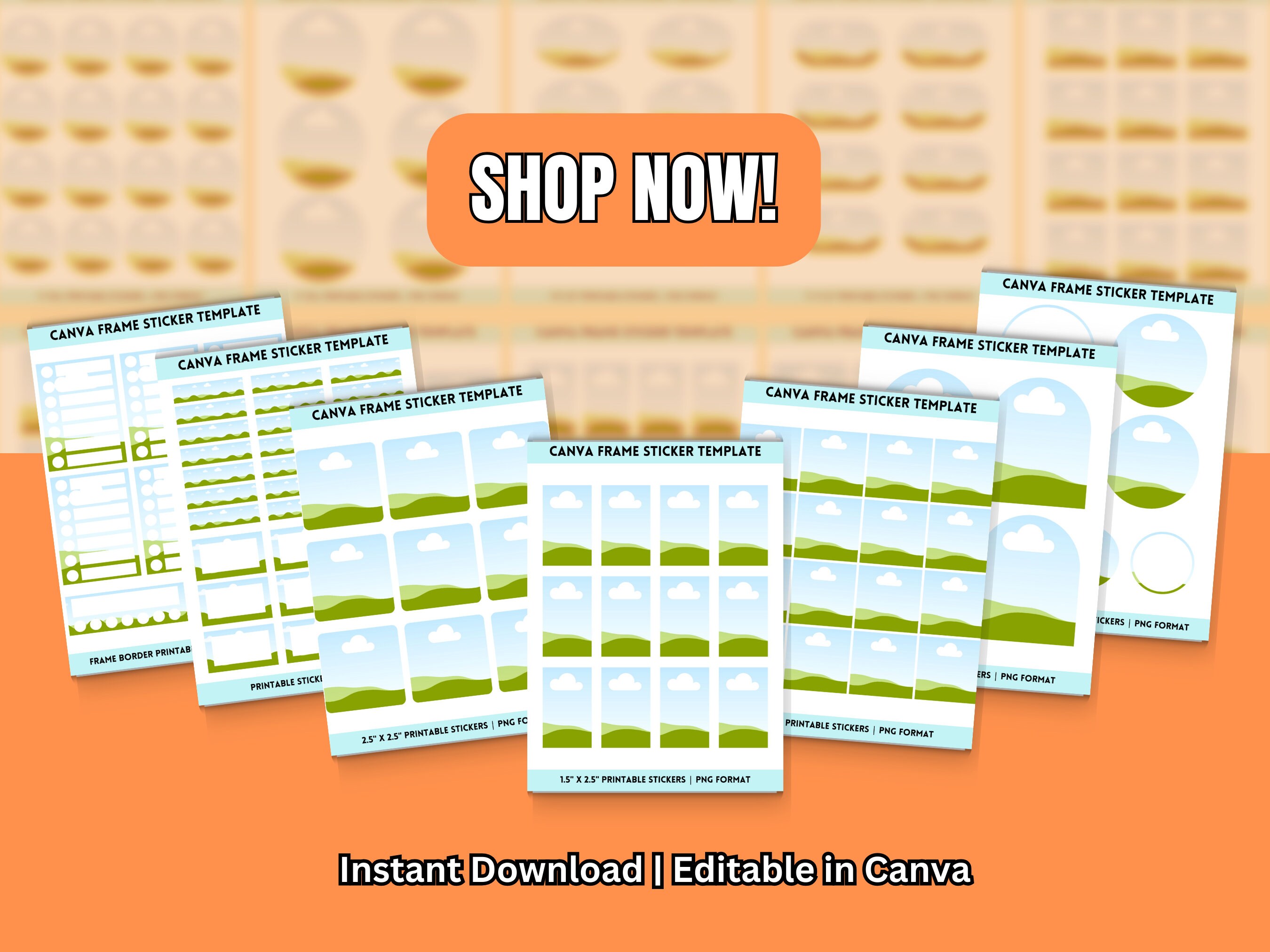 15-page Canva Sticker Frame Template, Planner Sticker Pack, Digital ...