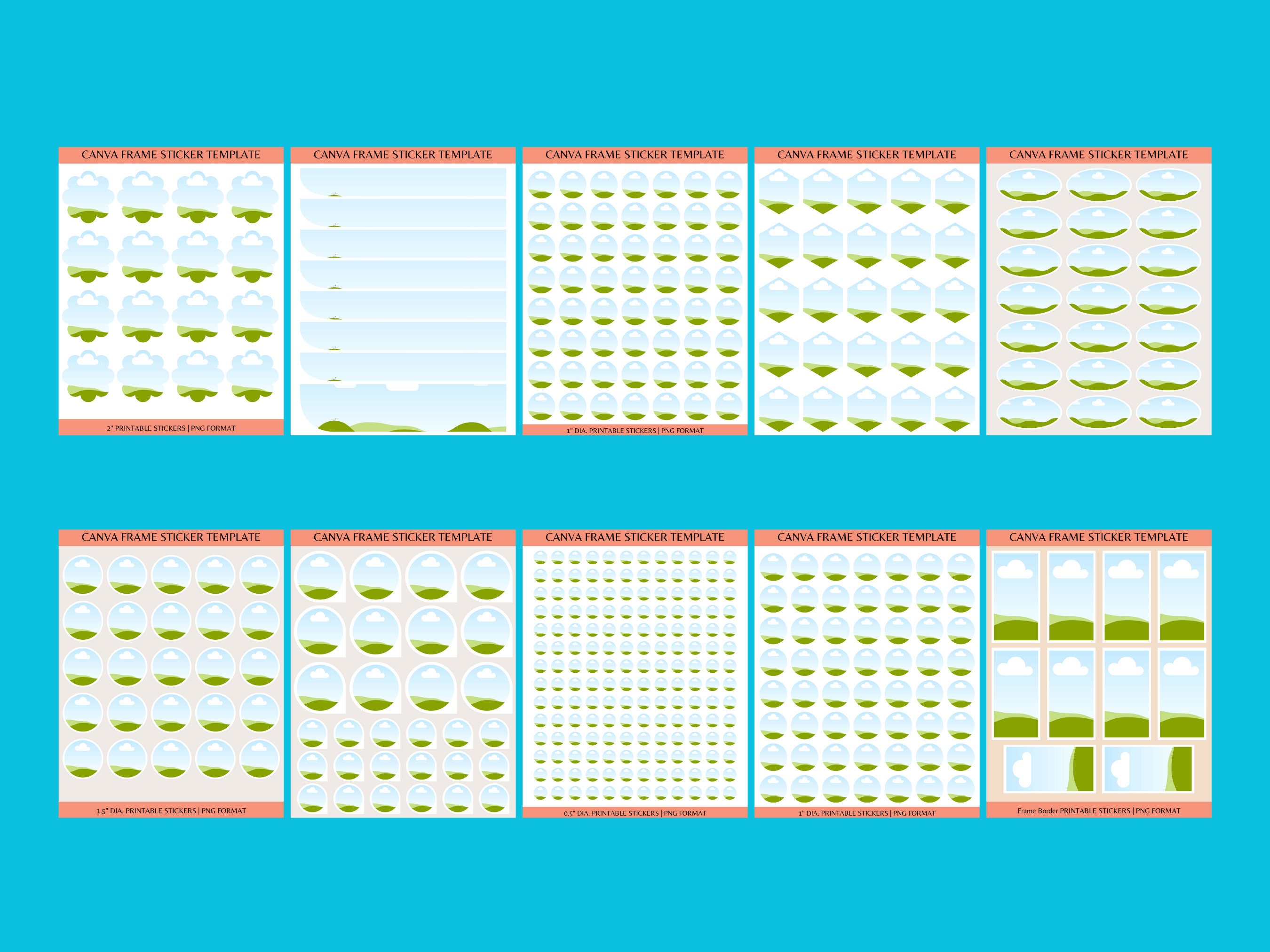 20+1-page Canva Sticker Frame Template, Planner Sticker Template ...