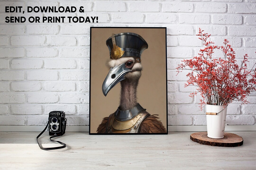 Ostrich Decor Wall Art, Ostrich Print Decorations, Ostrich Painting ...