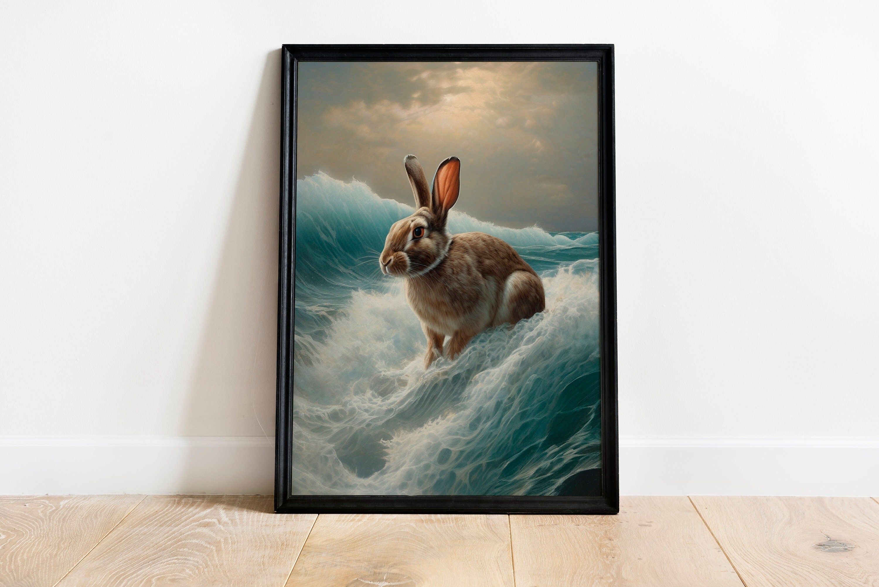 Rabbit Decor Wall Art, Rabbit Print Bunny Decorations, Rabbit Painting ...